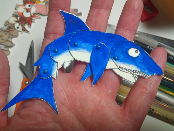 Paper Shark Doll Articulated Doll Paper Ocean Creature on Luulla