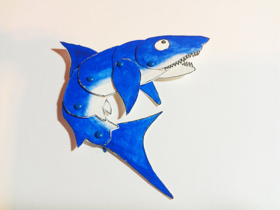 Paper Shark Doll Articulated Doll Paper Ocean Creature on Luulla